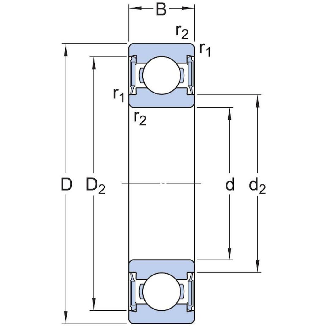 SKF 63004-2RS1 roulement à billes à une rangée cylindrique 20x42x16 mm ...