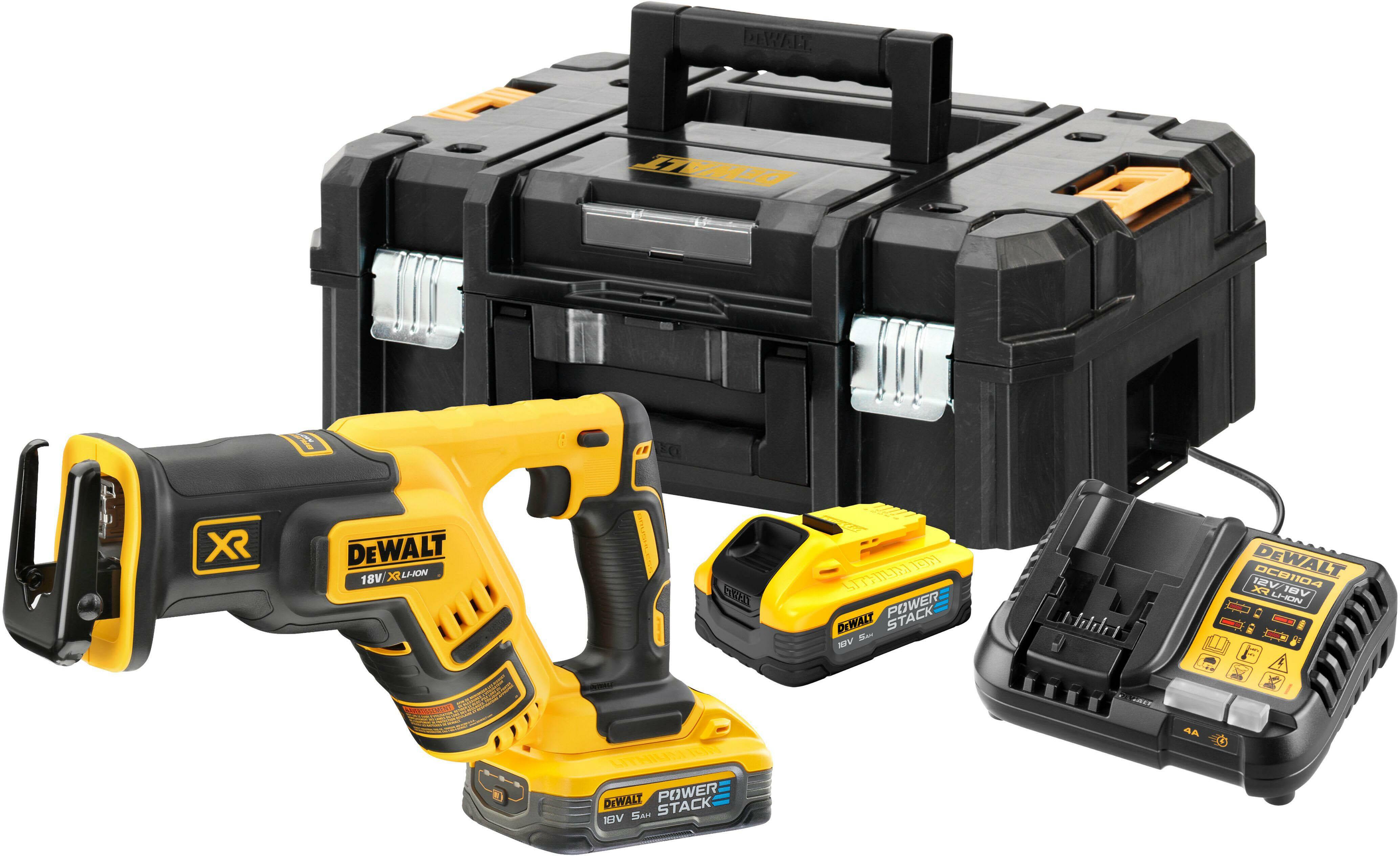 DEWALT DCS367H2T QW 18V XR Brushless cordless scroll saw in TSTAK 2x 5.0Ah POWERSTACK battery charger Klium