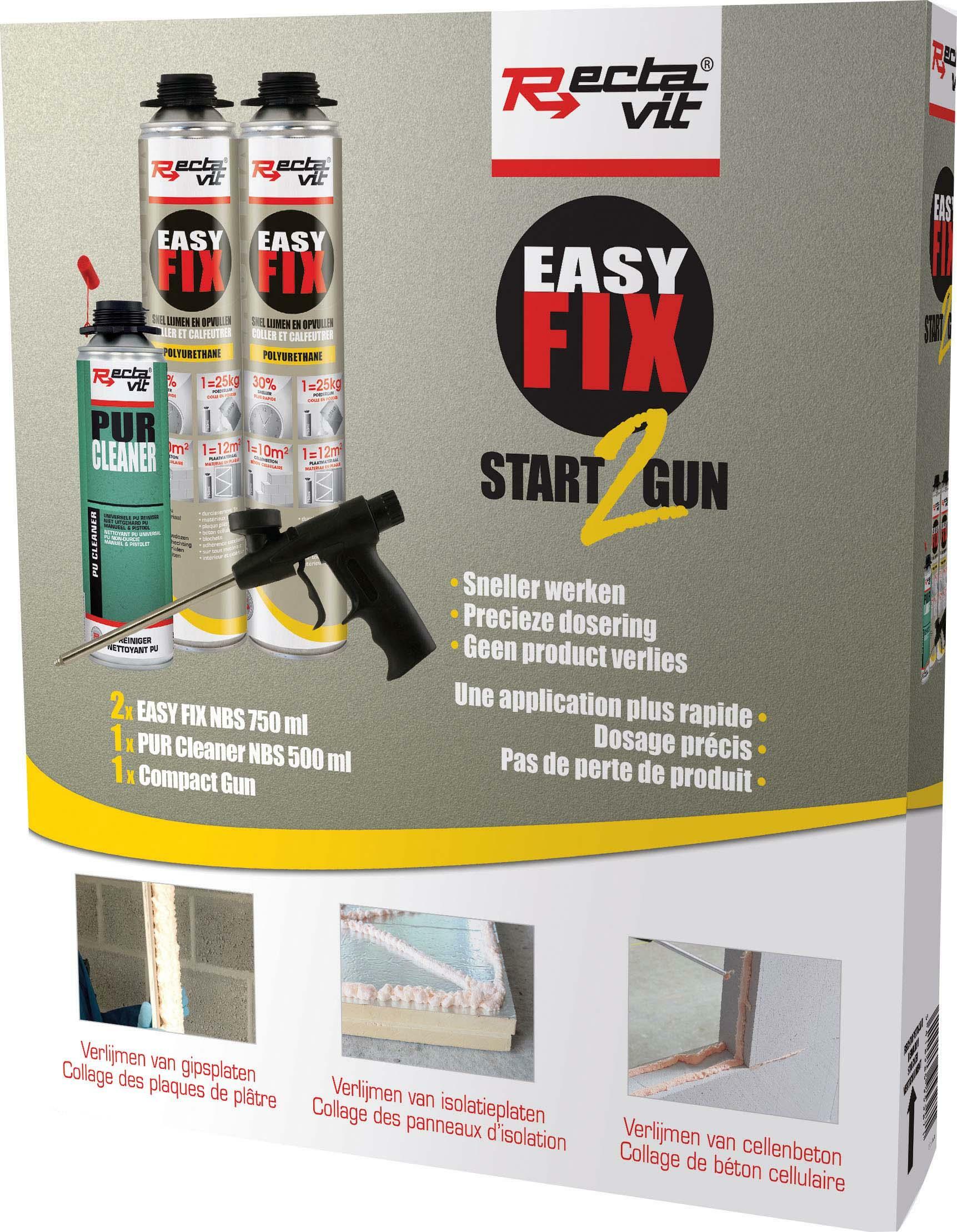RECTAVIT Easy Fix Start2Gun Combibox een-component polyurethaan montagelijmset, ideaal voor ...
