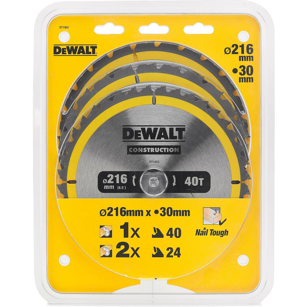 DEWALT DT1962-QZ cirkelzaagbladenset 216x30mm 3-delig (2x DT1952-QZ ...