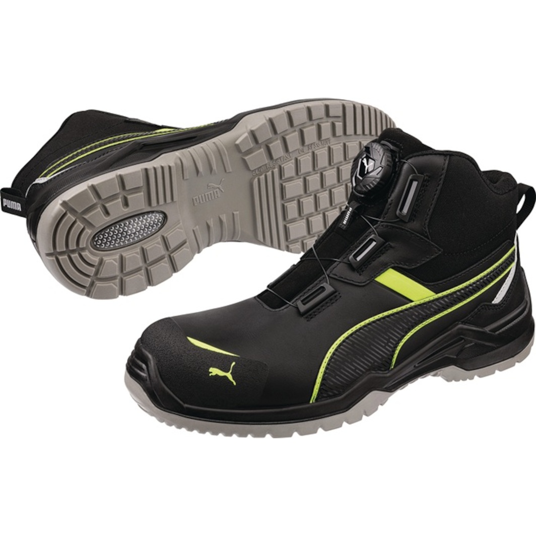 PUMA KRYPTON GREEN DISC ESD S3S safety shoe high (black/lime) - 901 ...