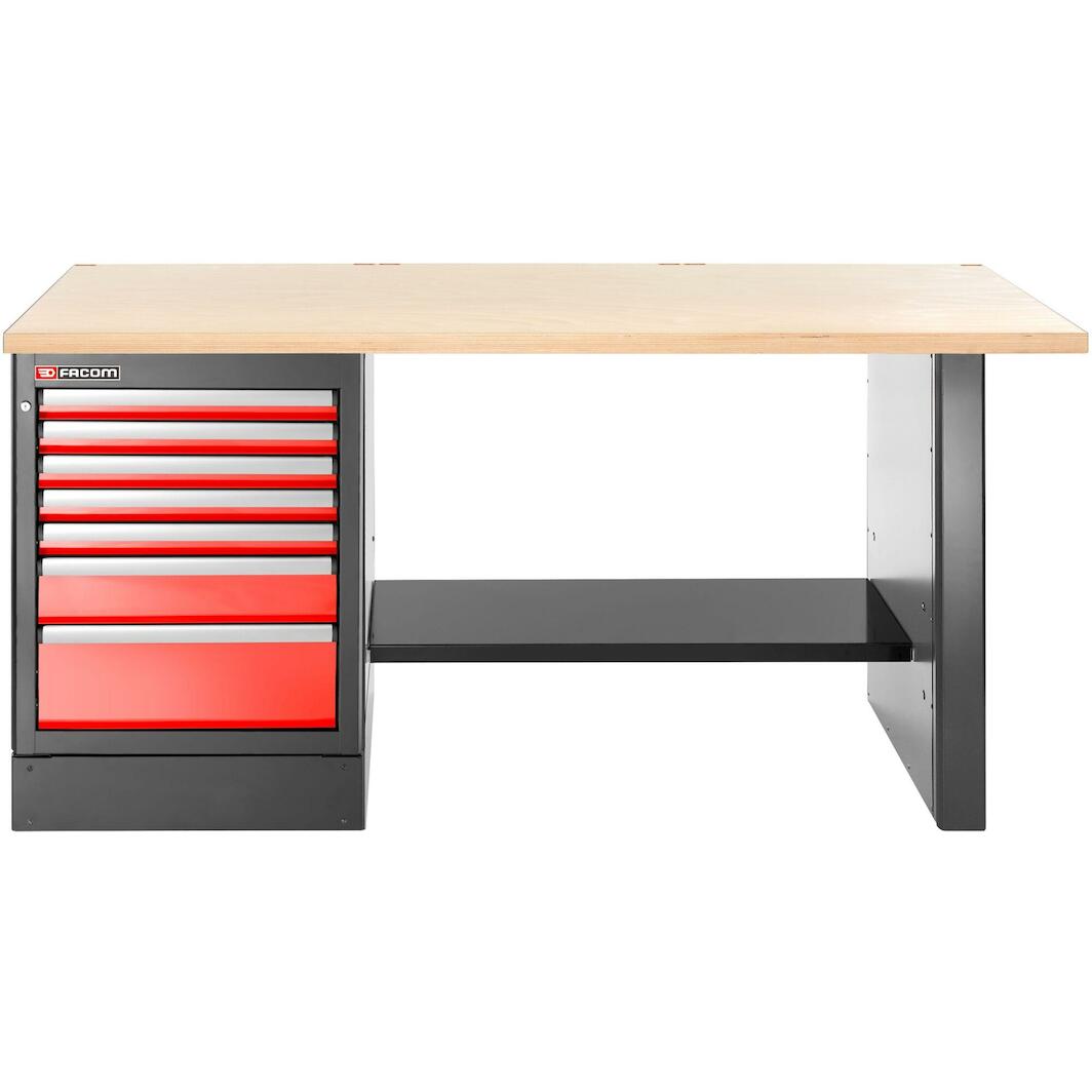 FACOM JLS3-2MW7DH workbench with 7 drawers, wooden top, high | Klium