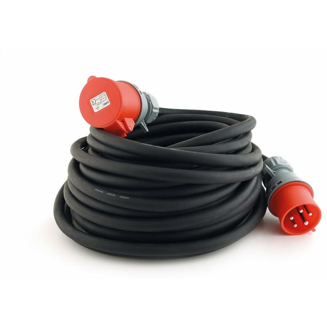 LUMX LM 44345 verlengkabel CEE met klapdeksel 25 m 400V 32A 3P+N+A | Klium