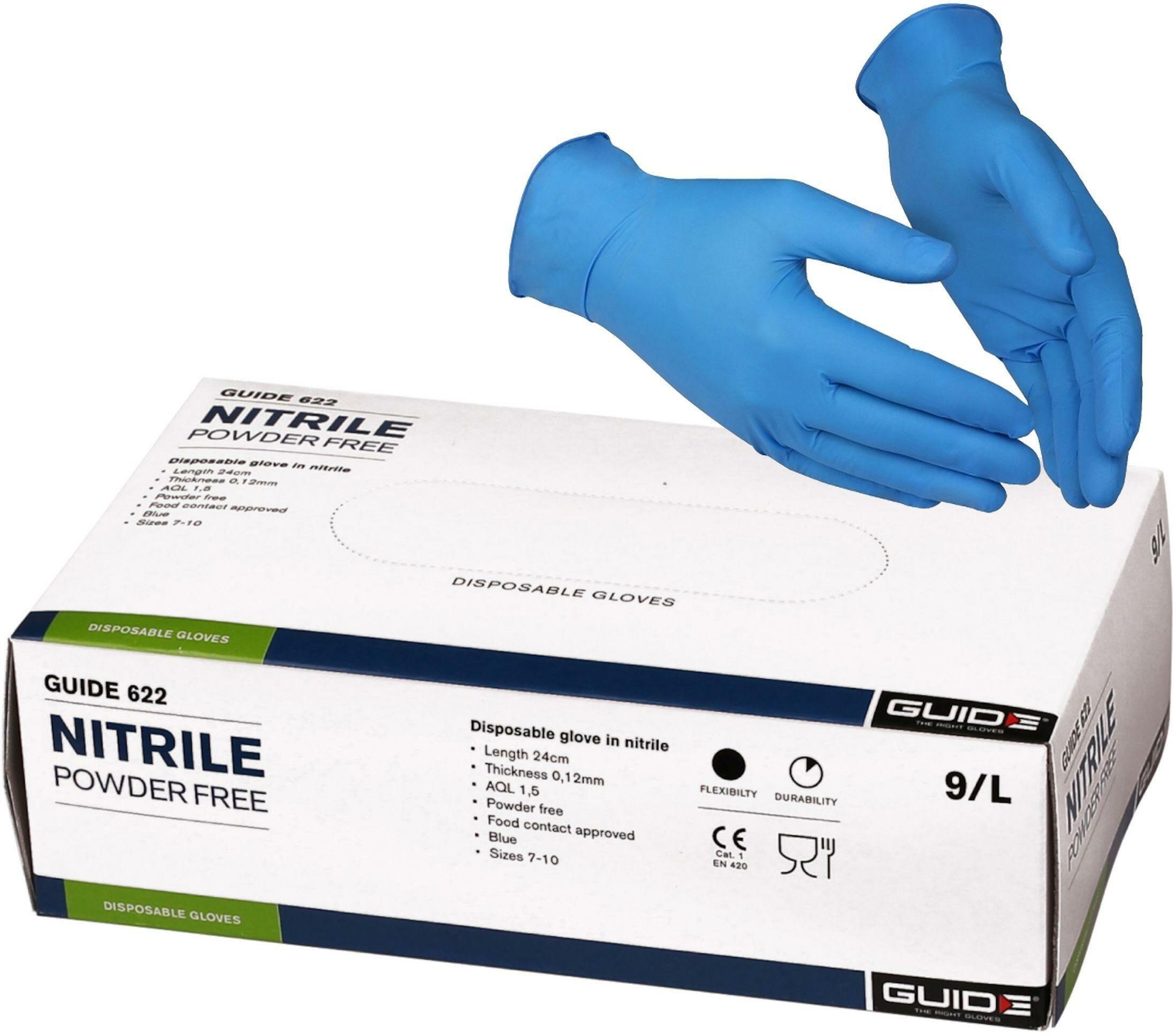 GUIDE 622 disposable gloves blue (100 pcs) - 223535998 Glove size 8 | Klium