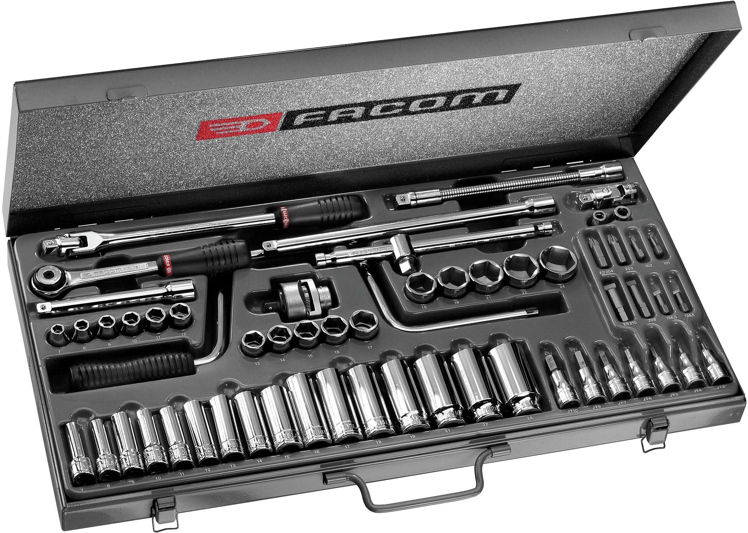 FACOM J.451EP koffer met bits - doppen 3/8 (57 st.) | Klium