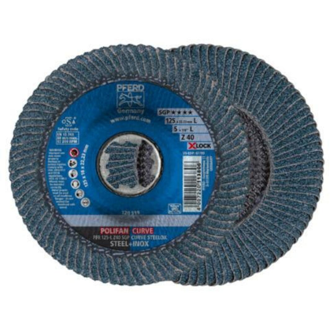 PFERD PFR 125-L Z 40 SGP CURVE STEELOX/X-LOCK POLIFAN lamellenschijf 125mm breedte L korrel 40 ...