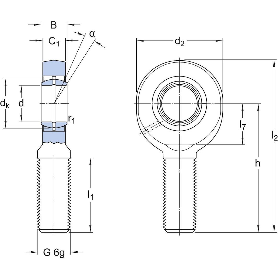 SKF SAL 17 ES stangkop met buitendraad, linkse draad 17 mm, M 16 | Klium