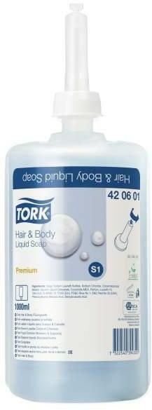 TORK 420601 savon liquide cheveux et corps S1 Premium (1000 ml) | Klium