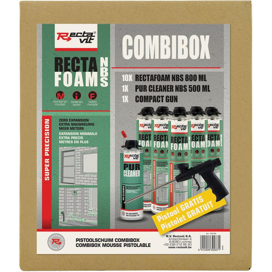 RECTAVIT Recta Foam Super Precision Combibox mousse verte pour pistolet 800 ml (10 pièces ...