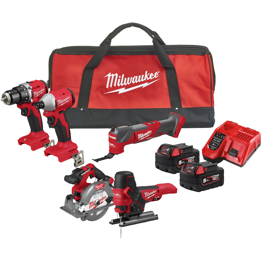 MILWAUKEE M18 BLCPP5A-502B accu-machineset 5-delig in transporttas (2x ...