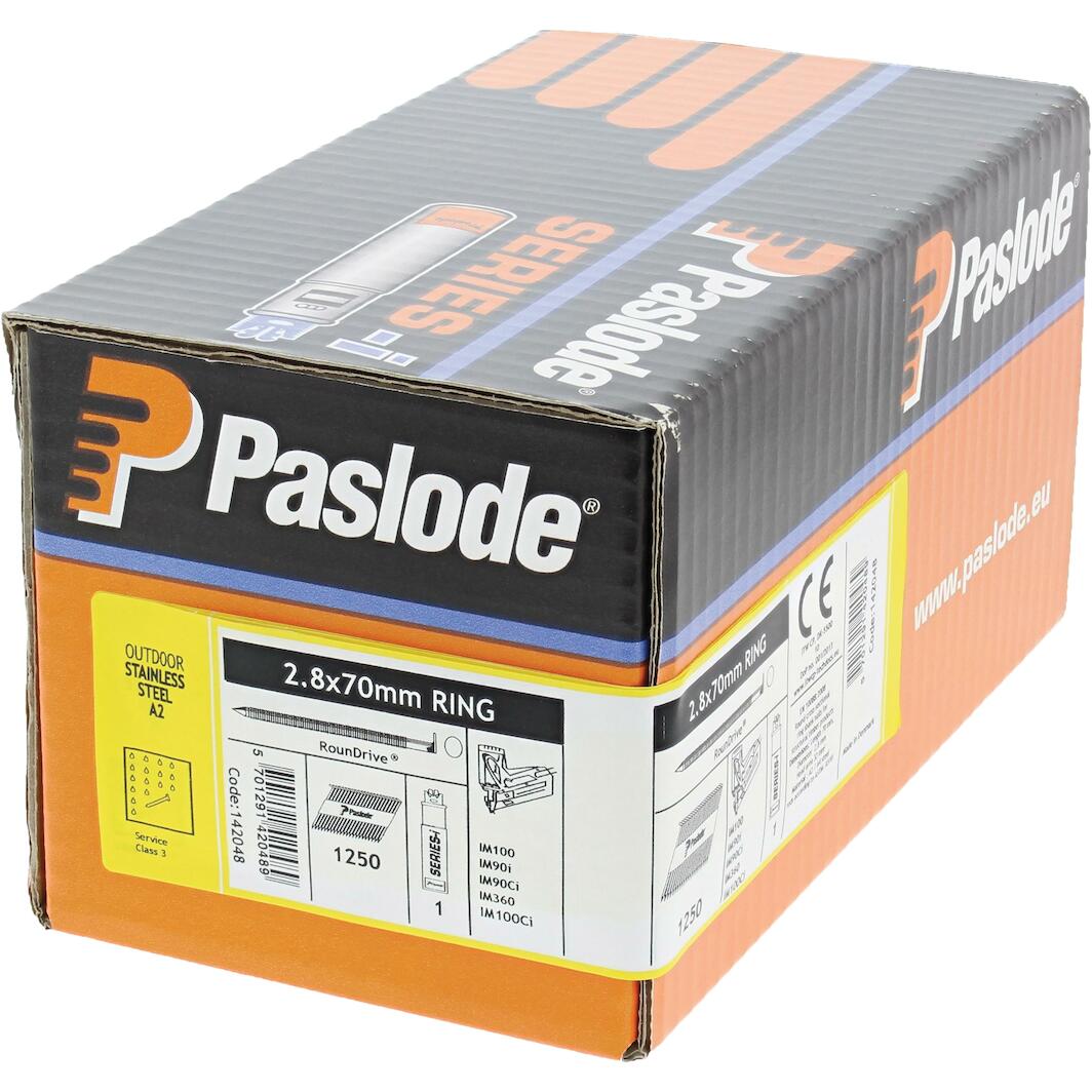 PASLODE 142048 papiergebonden stripnagels 2,8x70 ring inox A2 SLK (1250 ...