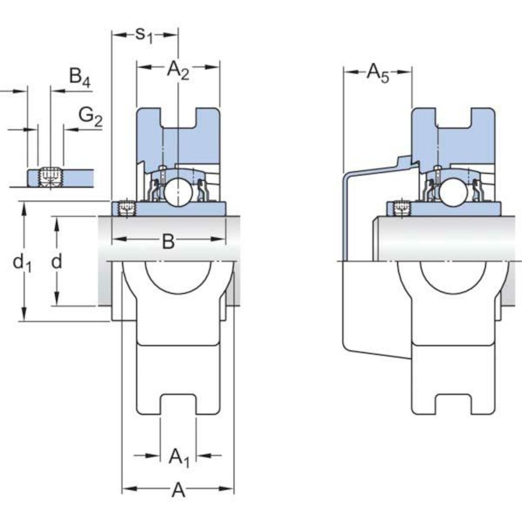 SKF UCT 208/H take-up unit with plug-in ball bearing, locking with set screw and widened inner ...
