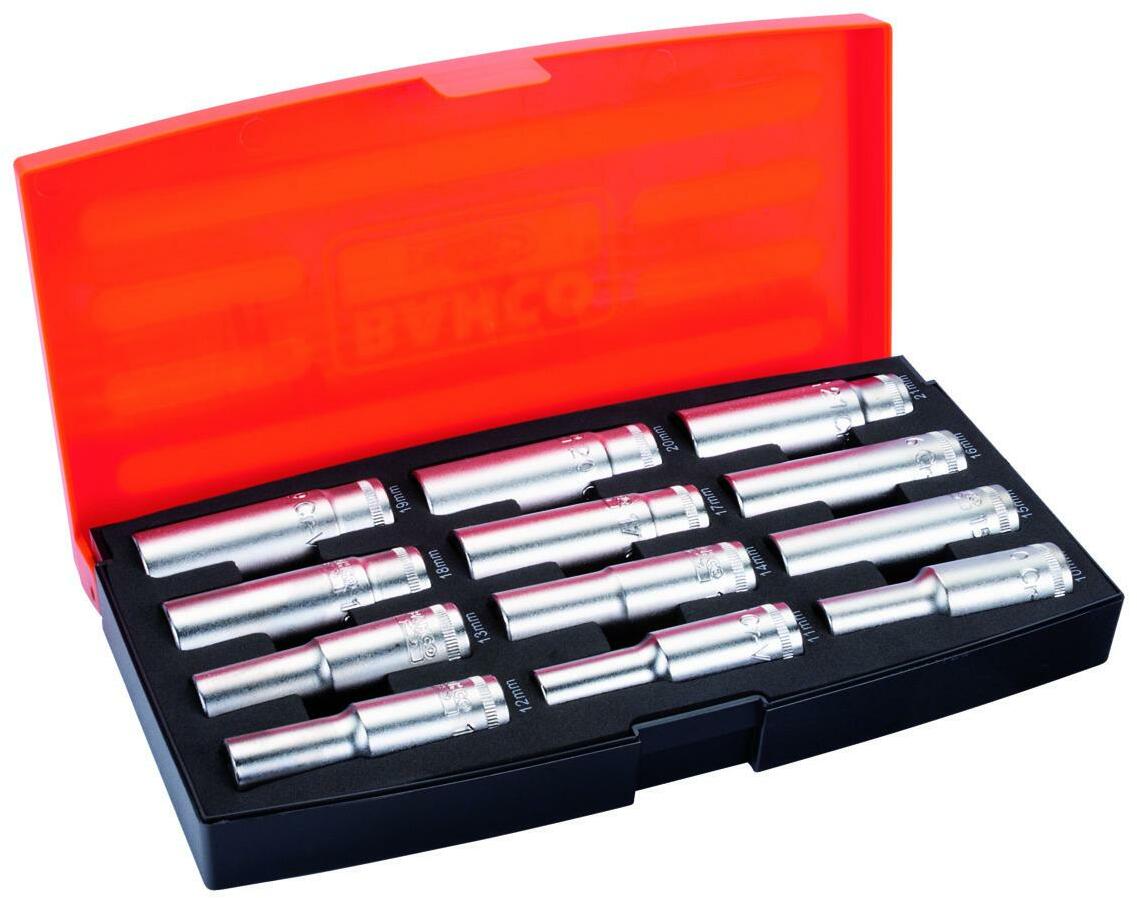 BAHCO S1612L lange doppenset met 1/2" aandrijfvierkant, metrisch ...