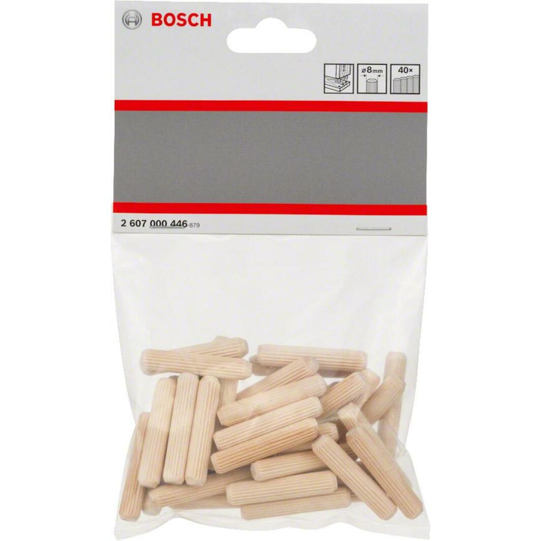BOSCH 2607000446 houten deuvels gegroefd 8 x 40 mm (40 st.) | Klium