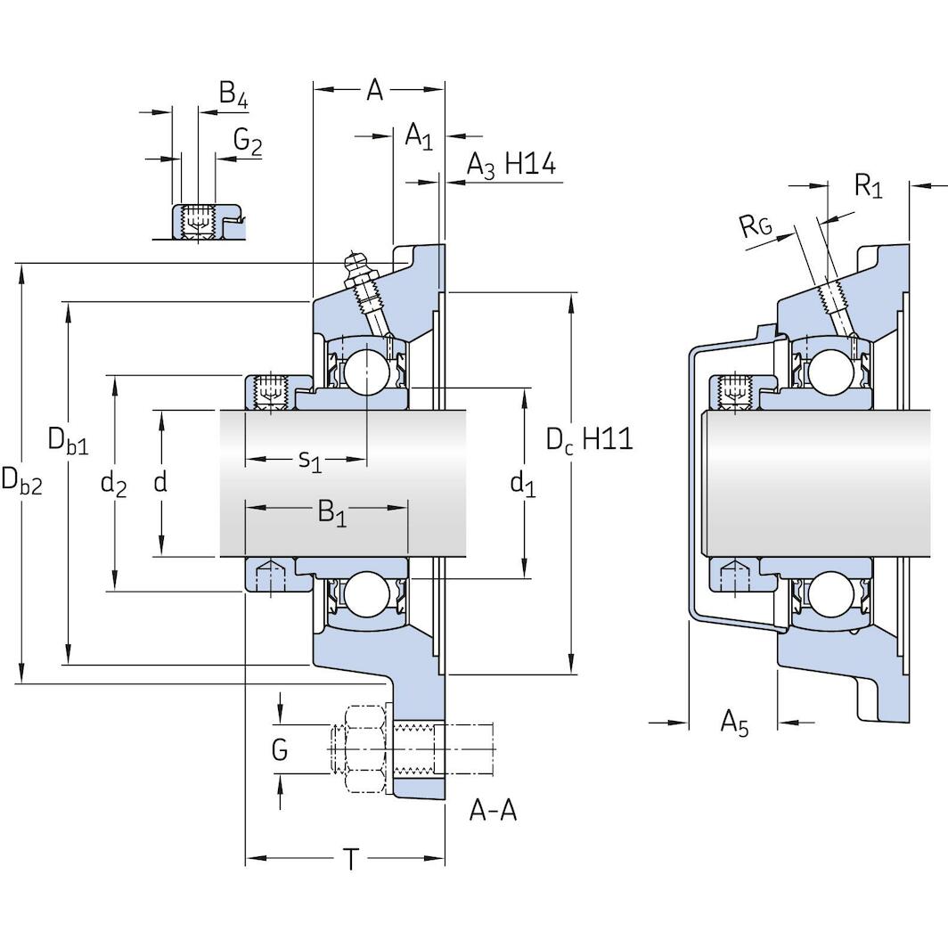 SKF FY 30 FM Y-kogellagerunit met flens vierkant, d 30 mm, A 32,5 mm, J 82,5 mm | Klium