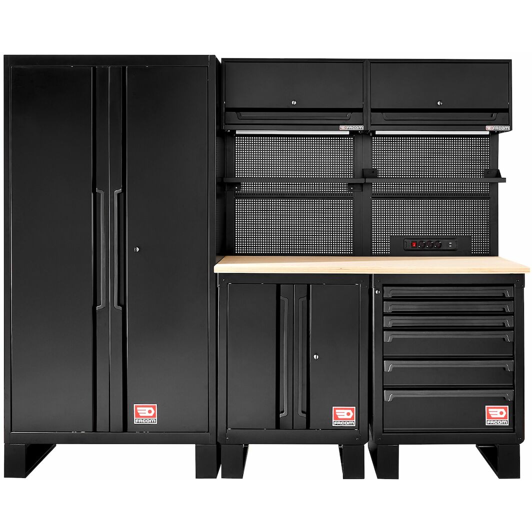 FACOM RWS2-9BS Roll Workshop System opstelling met houten blad | Klium