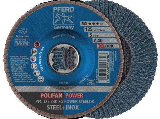 PFERD PFC 125 Z 40 SG POWER STEELOX/X-LOCK POLIFAN lamellenschijf 125mm conisch korrel 40 staal ...