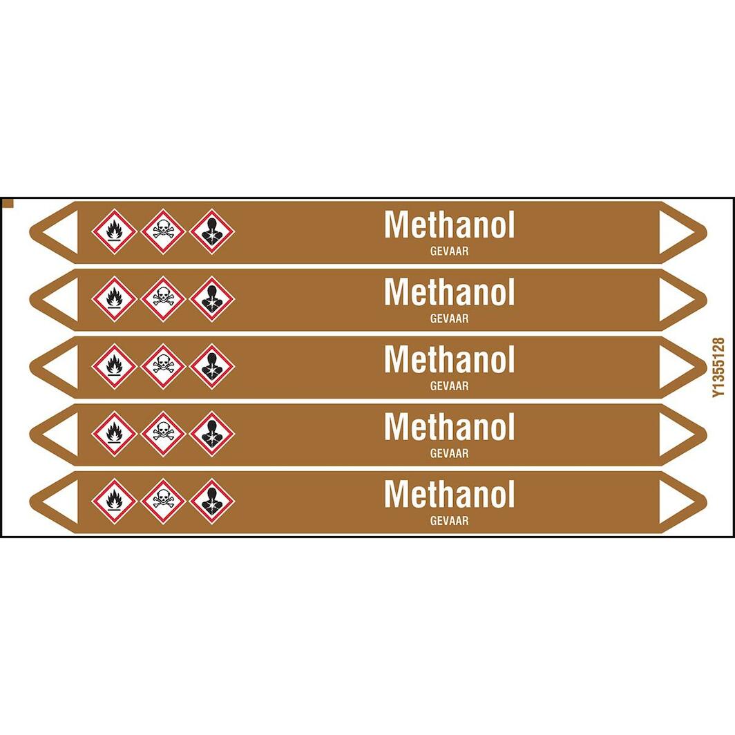 BRADY N005268 leidingmerker voor methanol, met geperforeerde pijlen ...