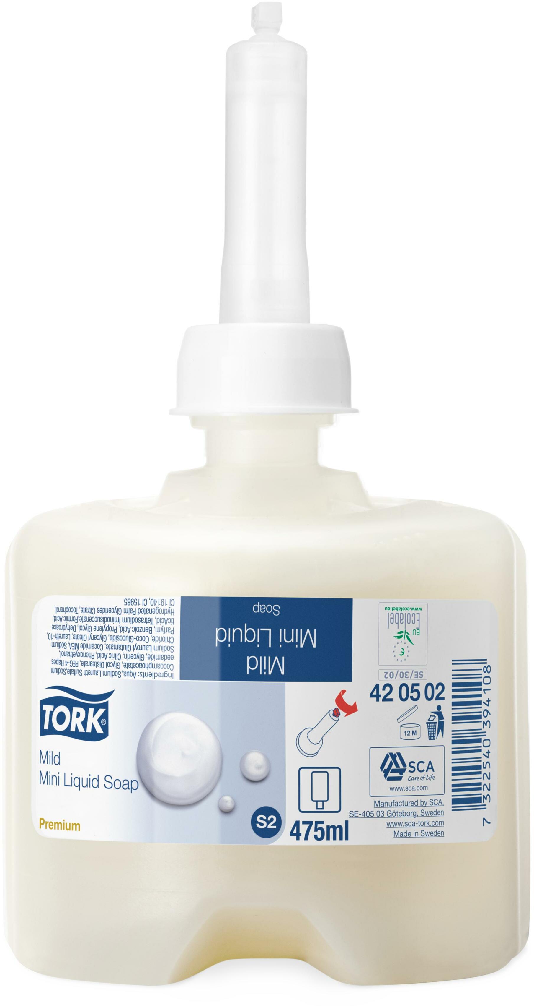 TORK 420502 milde mini vloeibare zeep S2 Premium (475 ml) | Klium