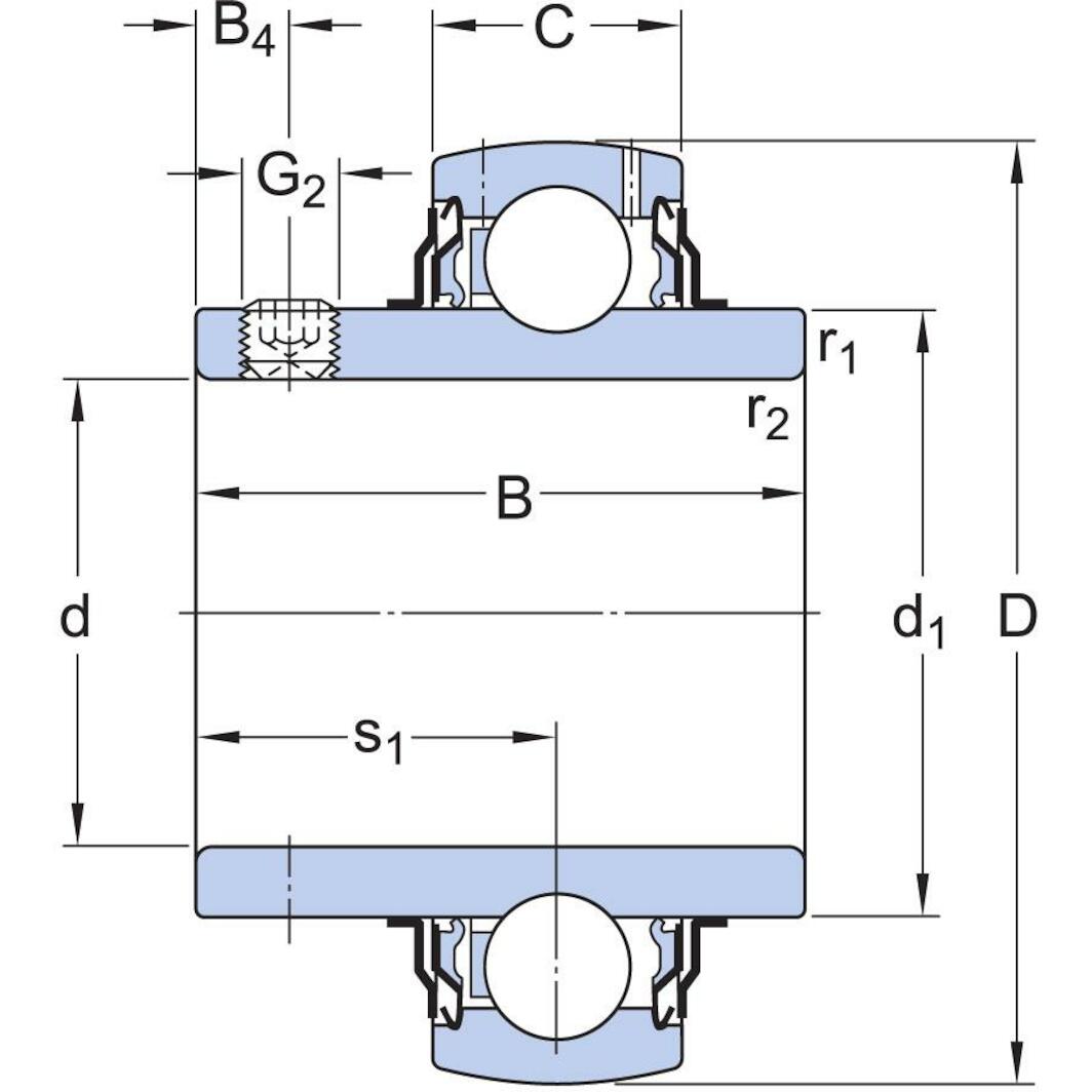 SKF YAR 212-2F Y-insteeklager cilindrisch met stelschroef voor ...