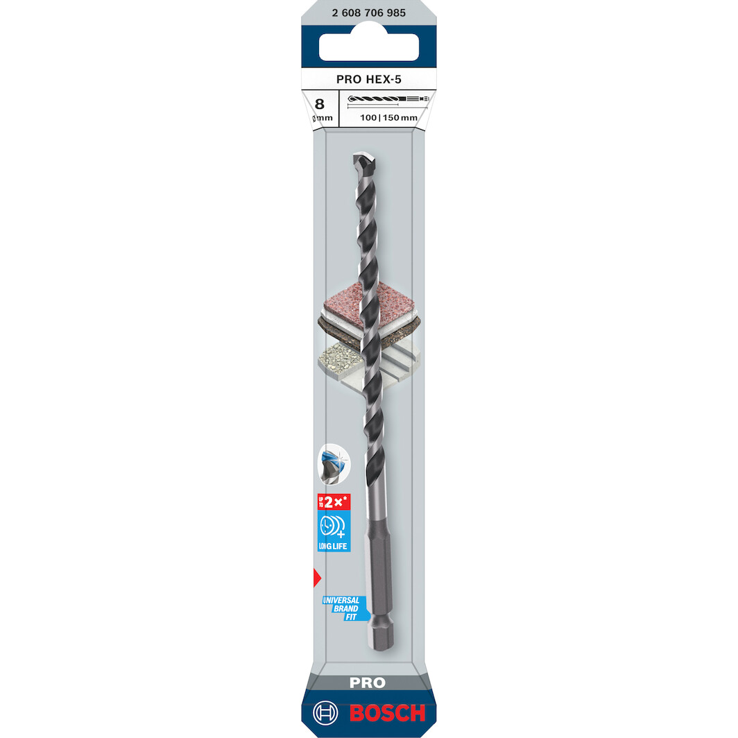 BOSCH 2608706985 PRO HEX-5 concrete drill bit, 8x100x150 mm | Klium