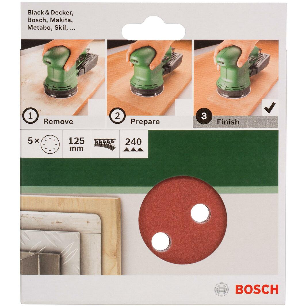BOSCH 2609256A27 feuille abrasive 125 mm grain 240 WP avec 8 trous ...
