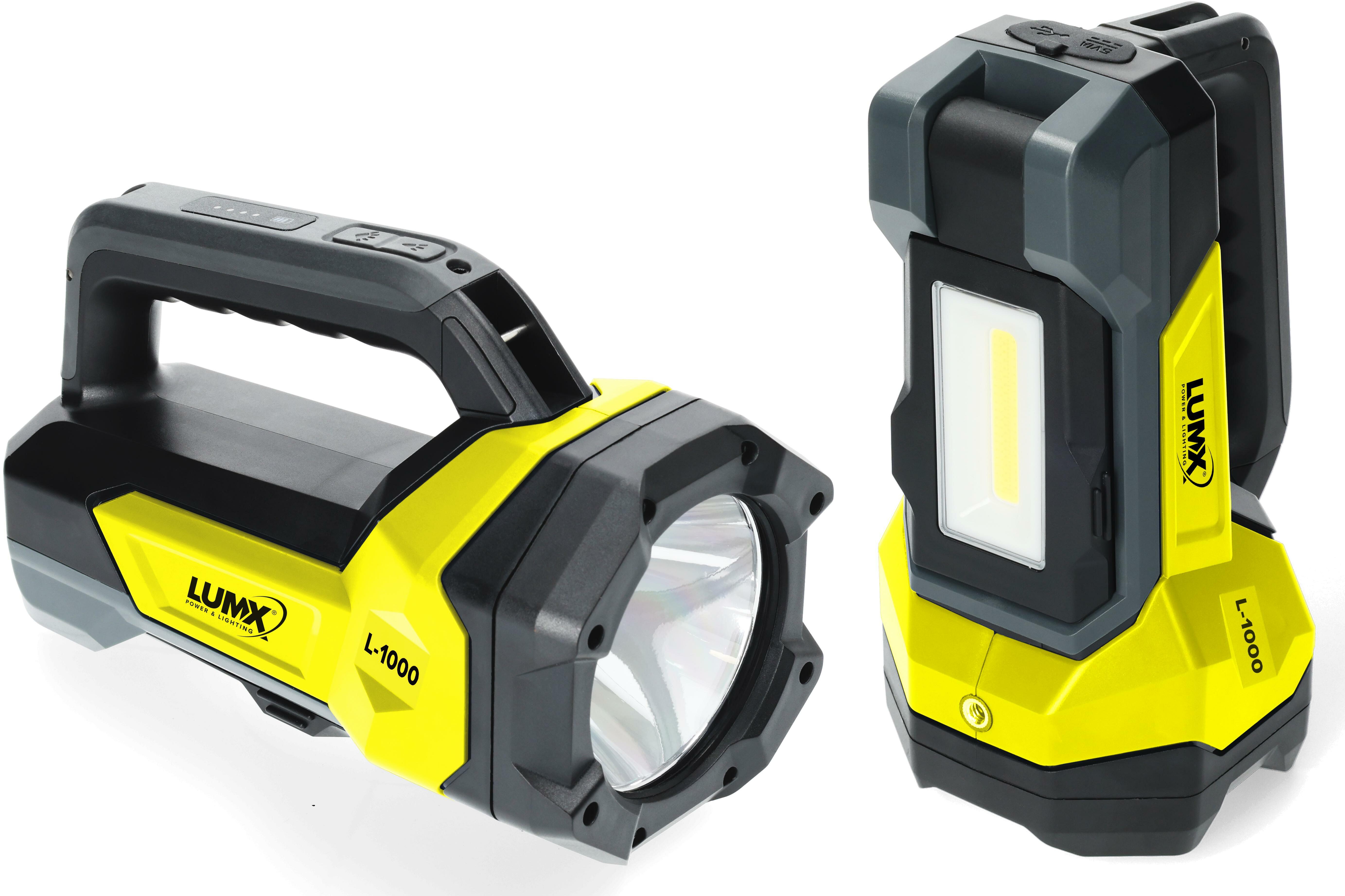 LUMX L-1000 LED zaklamp 1000 lm + 600 lm, IPX4, herlaadbaar - LM 18570 ...
