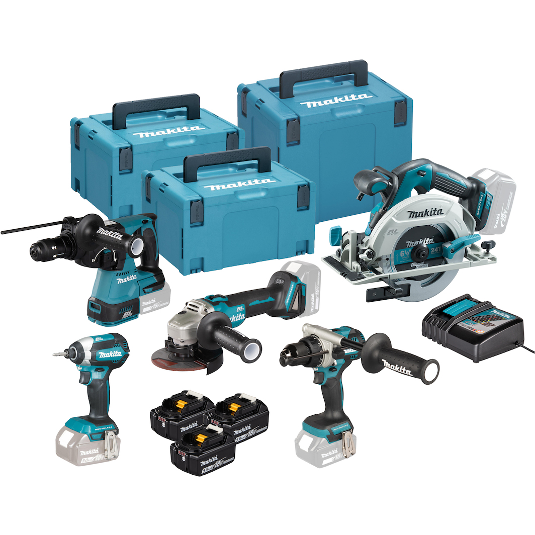 MAKITA DLX5107TJ 18V LXT cordless machine set 5-piece in MAKPACs (3x 5 ...