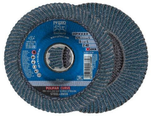 PFERD PFR 125-L Z 40 SGP CURVE STEELOX/X-LOCK POLIFAN lamellenschijf 125mm breedte L korrel 40 ...