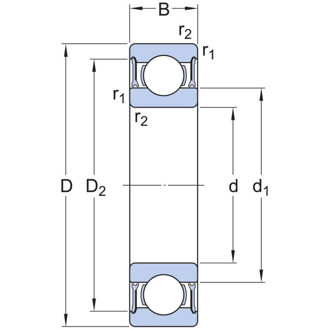SKF 61828-2RZ eenrijige groefkogellager cilindrisch 140x175x18 mm | Klium