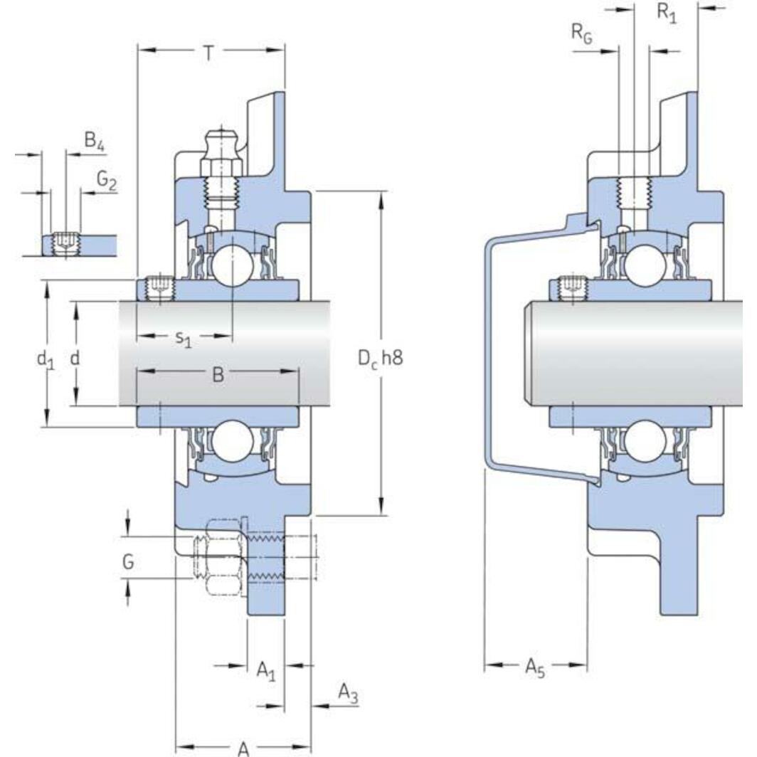 SKF UCFC 215 ball bearing unit with round flange, widened inner ring ...