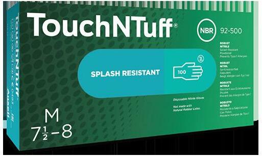 ANSELL TOUCHNTUFF 92-500 disposable gloves nitrile green box (100 pcs ...