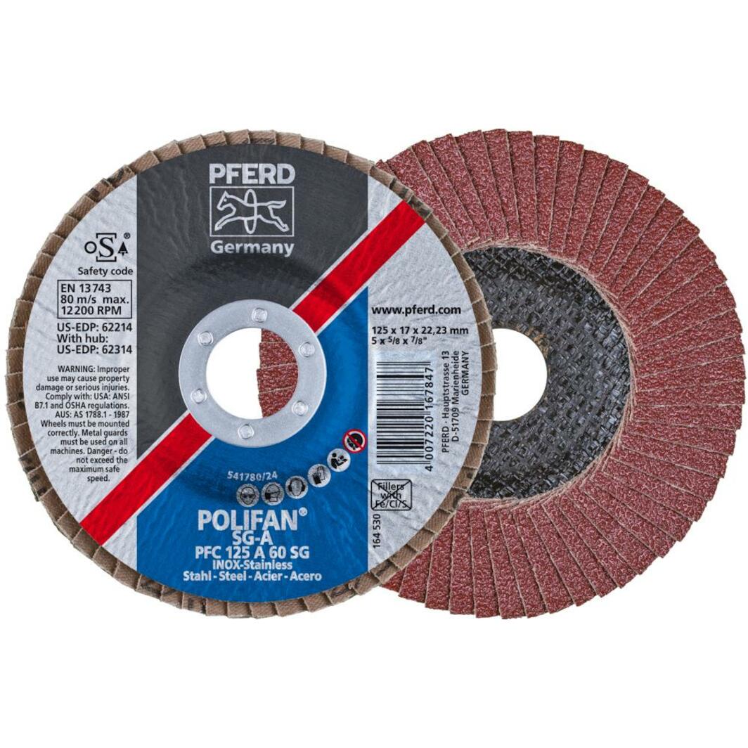 PFERD PFC 125 A 60 SG STEELOX POLIFAN lamellenschijf 125x22,23mm ...