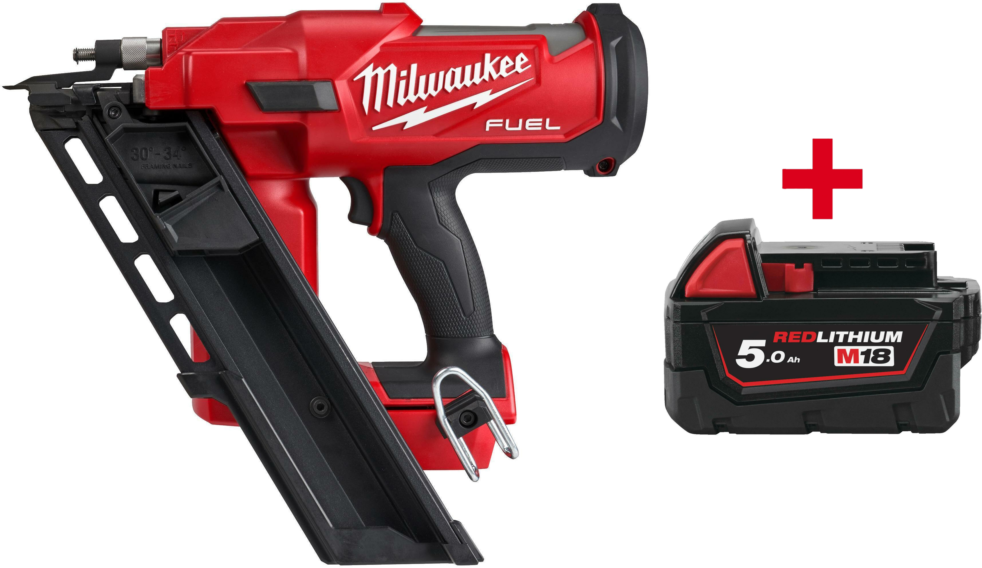 MILWAUKEE M18 FFN-0C FUEL accu-nagelpistool 9Ga in transportkoffer ...