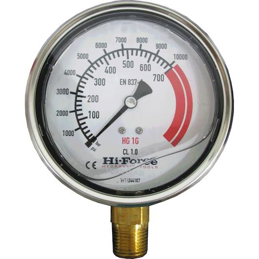 HI-FORCE HG1G pressure gauge 100 mm, glycerine, 0-700 bar / 0-10000 PSI ...