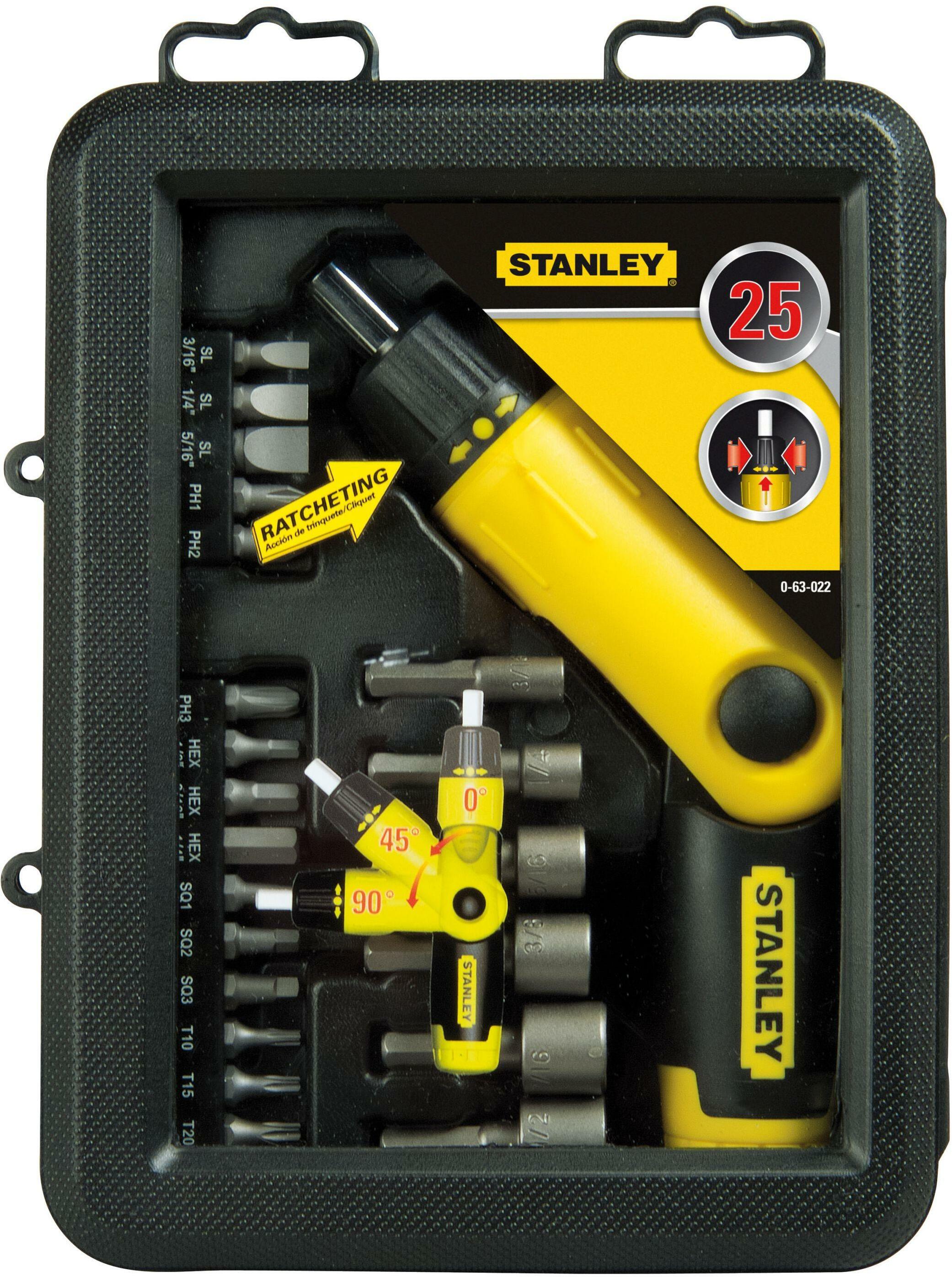 STANLEY 0-63-022 pistol grip ratchet bit set 22-piece | Klium