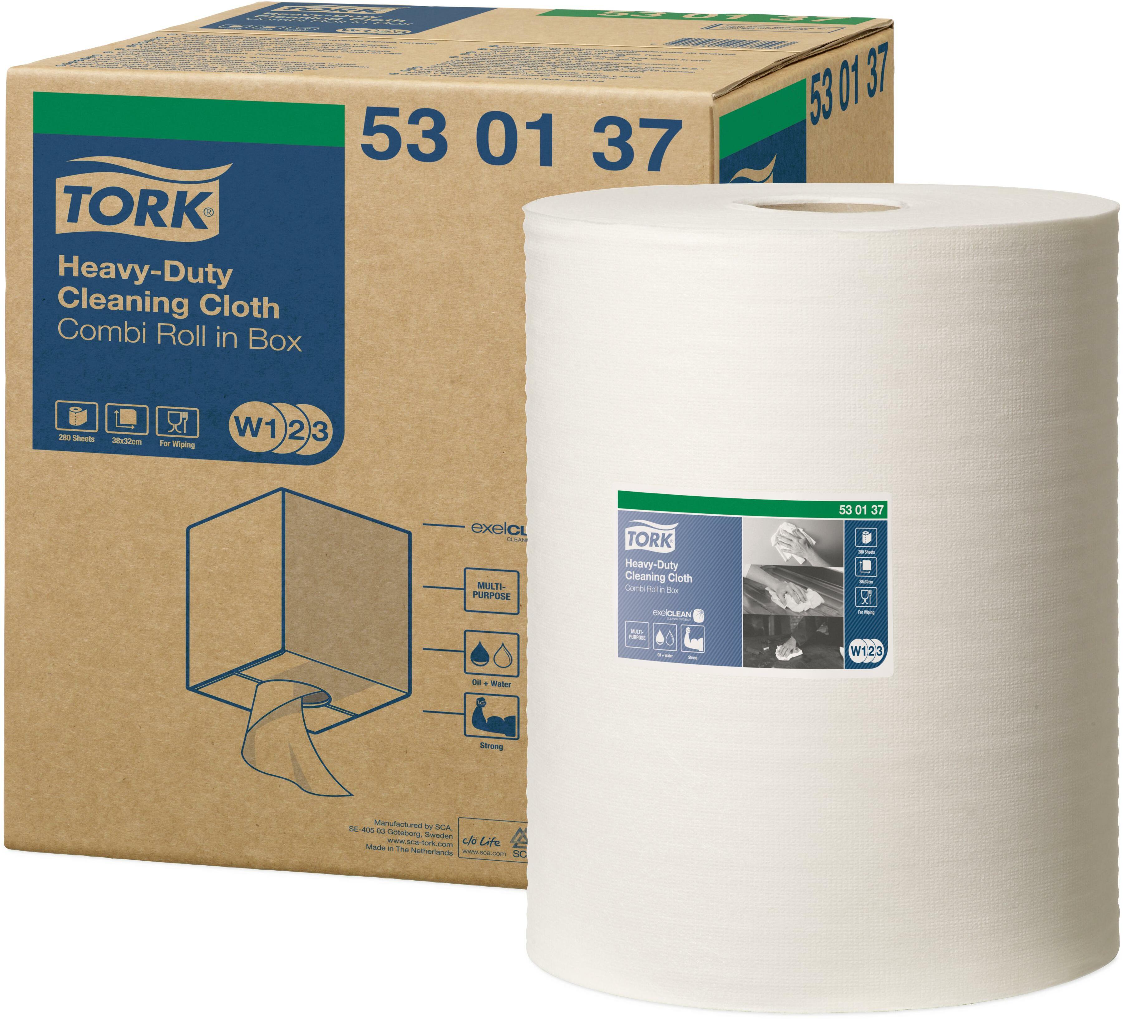 TORK 530137 heavy-duty combi rol reinigingsdoek W1/W2/W3 (280 st.) | Klium TORK 530137 heavy-duty combi rol reinigingsdoek W1/W2/W3 (280 st.) | Klium