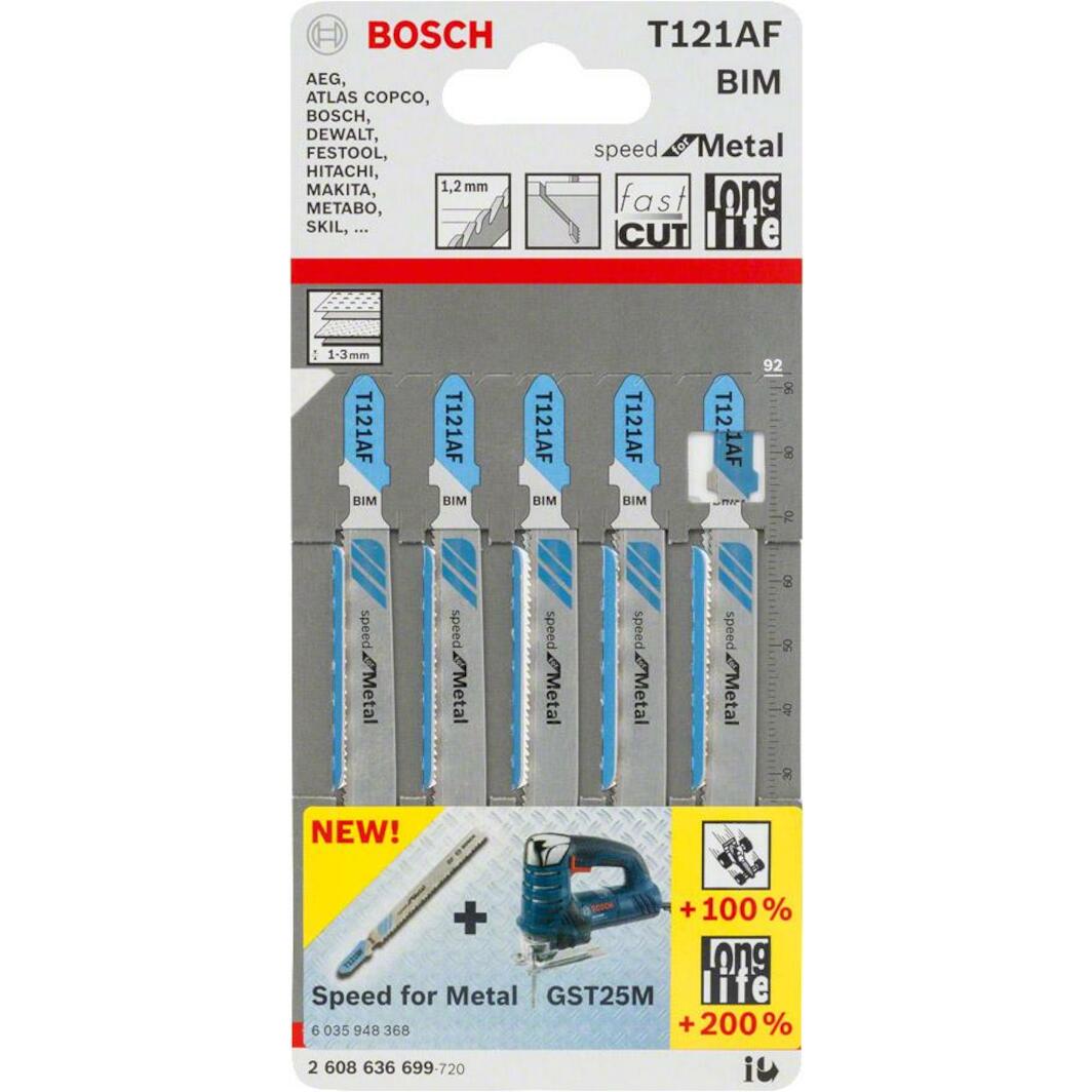 BOSCH 2608636699 lame de scie sauteuse T 121 AF Speed pour métal (5 ...