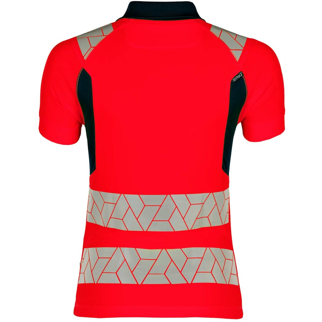 SYNQ OBVIAS 355W ladies polo shirt, high-vis (fluorescent red/black ...