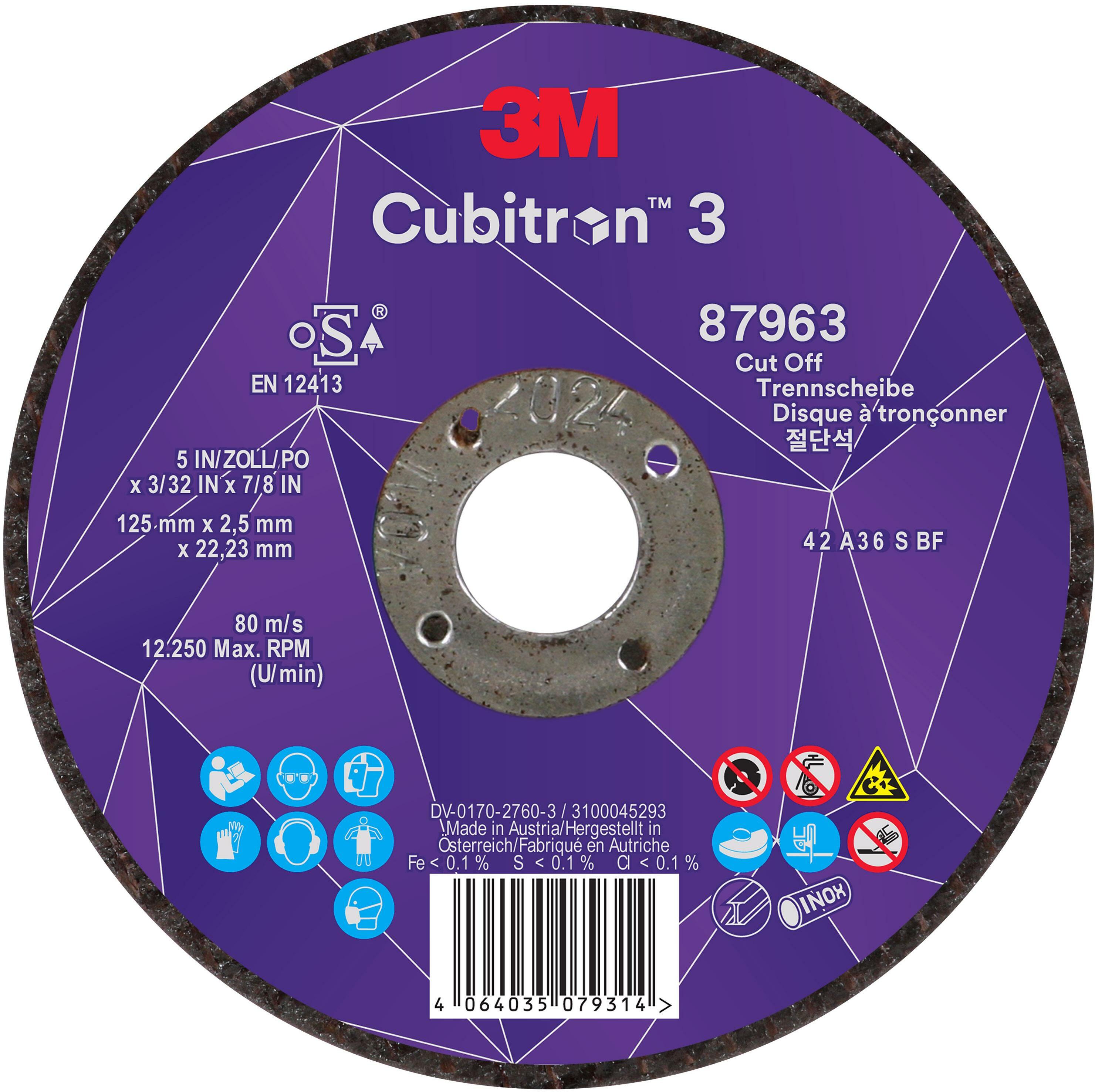 3M - CUBITRON III 87963 doorslijpschijf 125 x 2,5 x 22,23 mm, korrel 36 ...