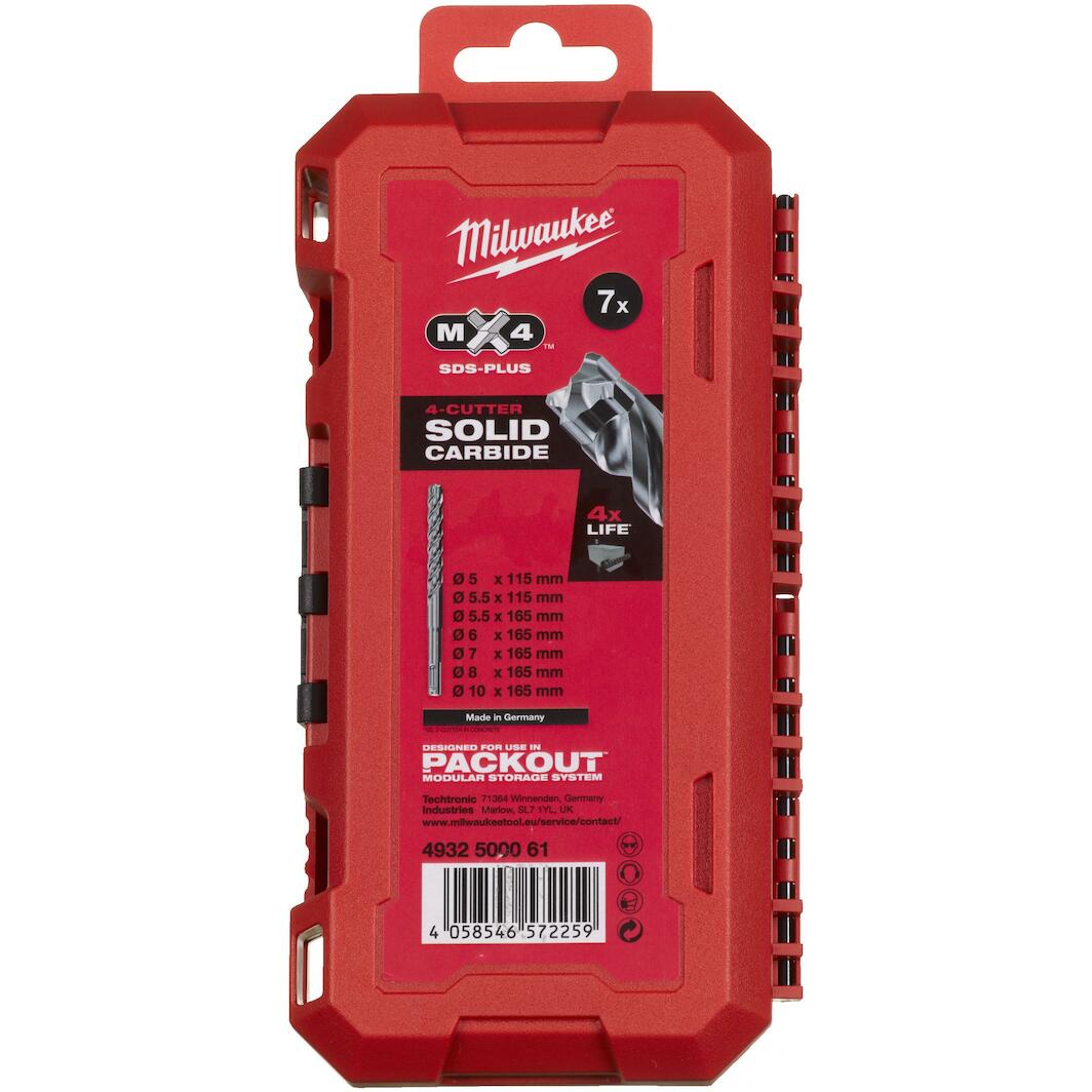 MILWAUKEE 4932500061 SDS-PLUS UK drill bit set MX4 in PACKOUT-Ready Box ...