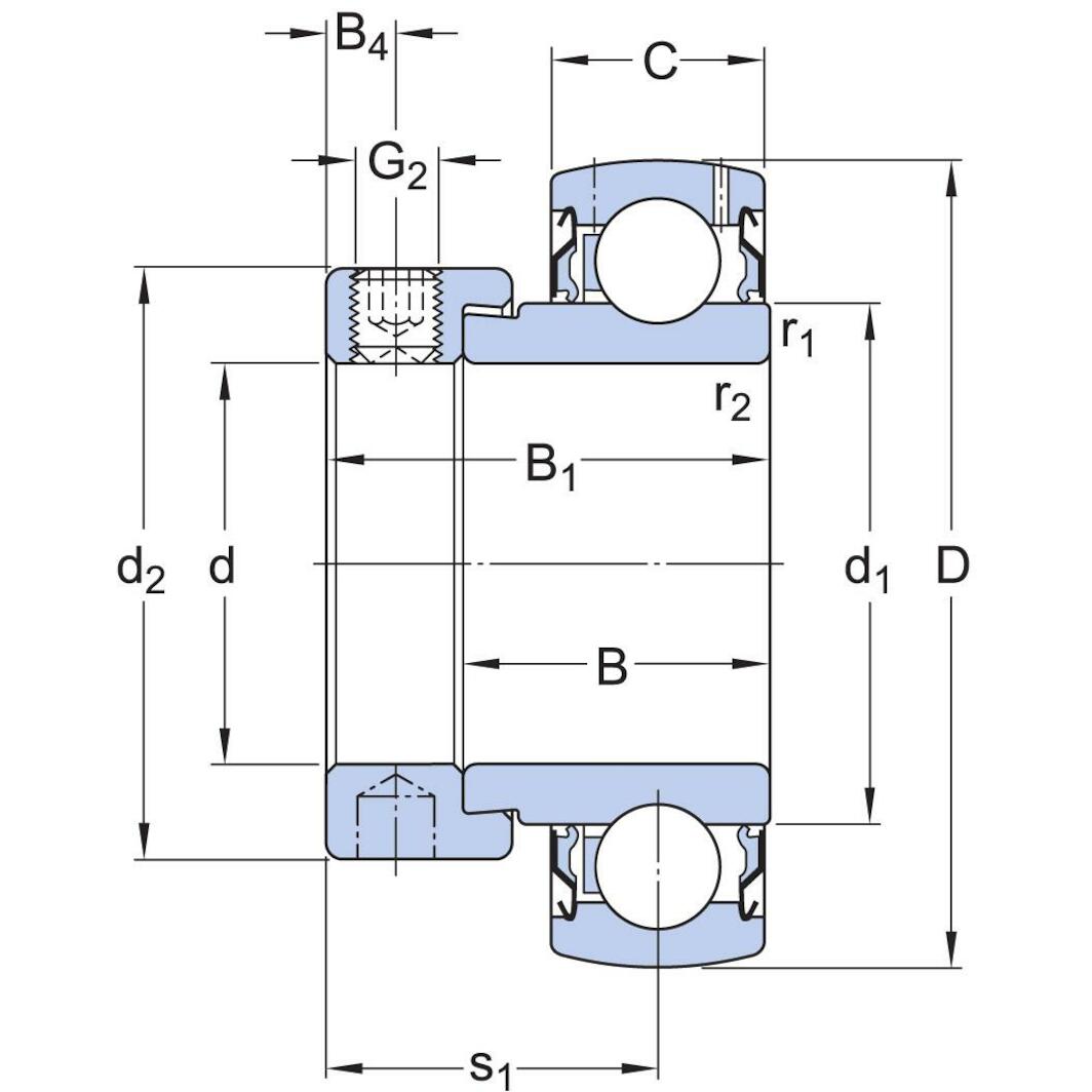 SKF YET 205 Y-insteeklager cilindrisch met excenterring voor metrische ...