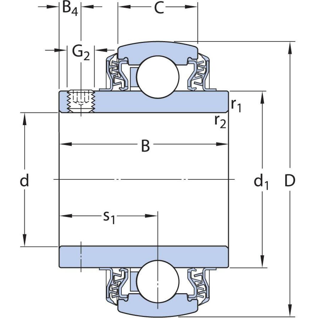 SKF YAR 205-2LPW/SS Y-insteeklager cilindrisch met stelschroef voor ...