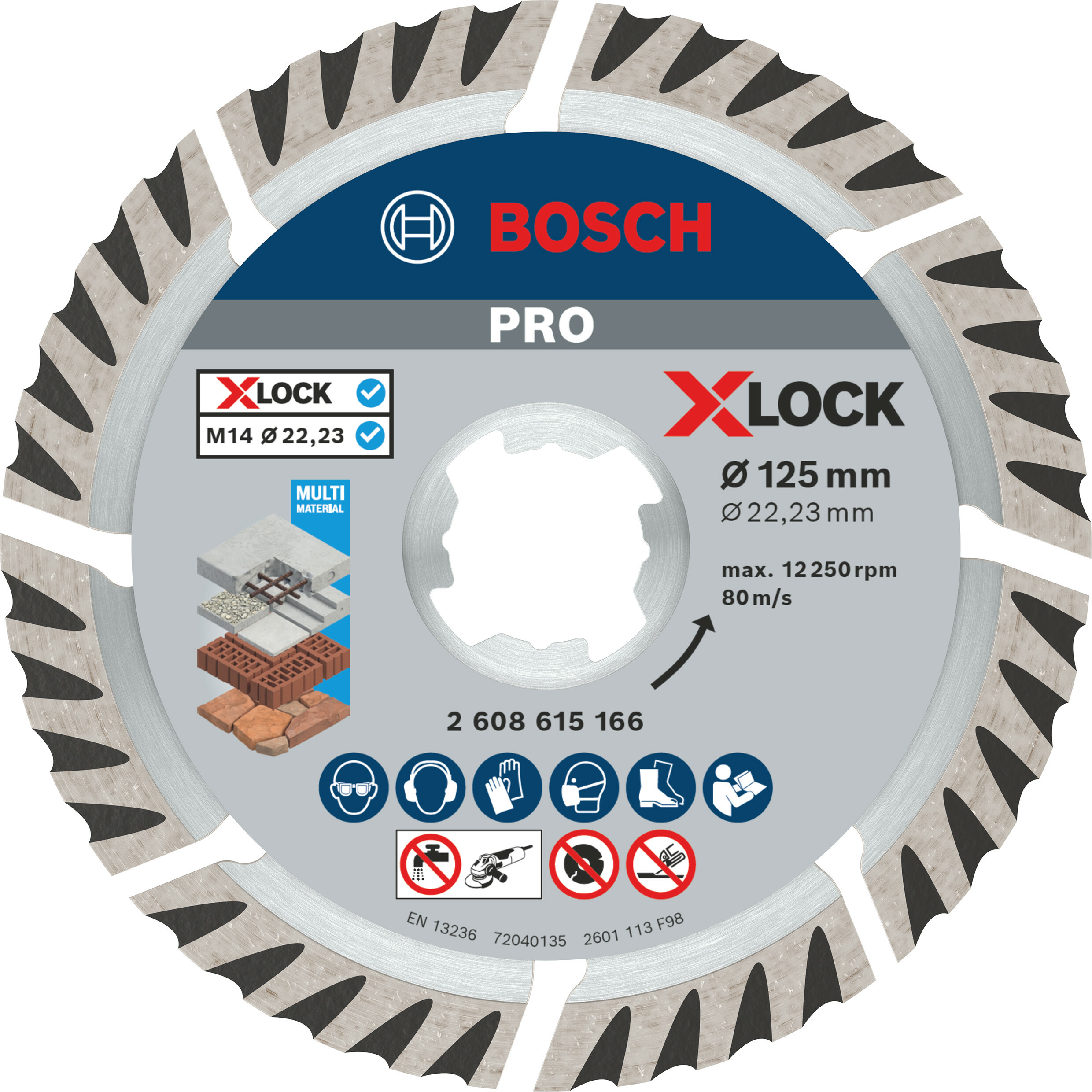 BOSCH 2608615166 X-LOCK diamantschijf Standard for Universal 125 x 22,23 x 2,0 x 10 mm | Klium