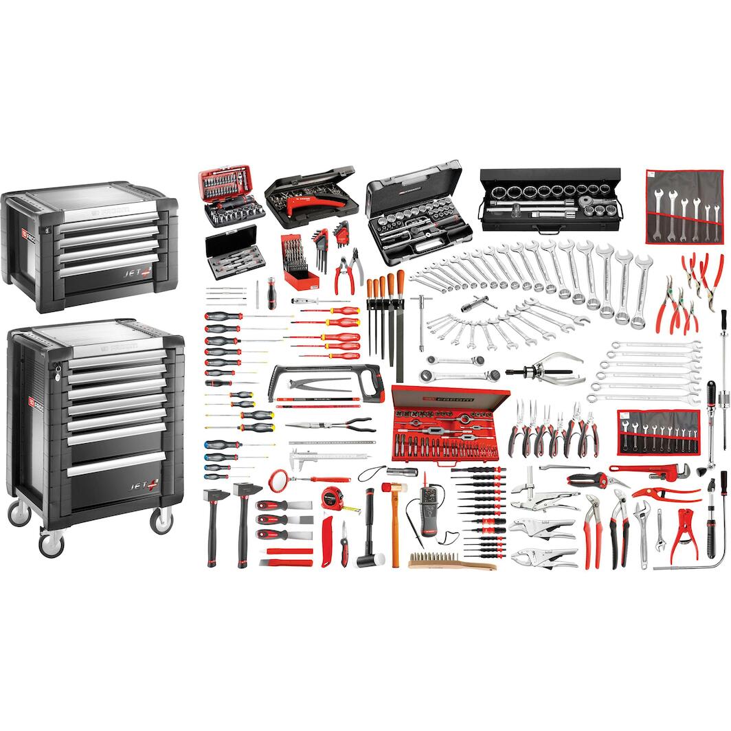 FACOM JET7.M150A Chariot à outils à 7 tiroirs noir + valise remplie 333 pcs | Klium