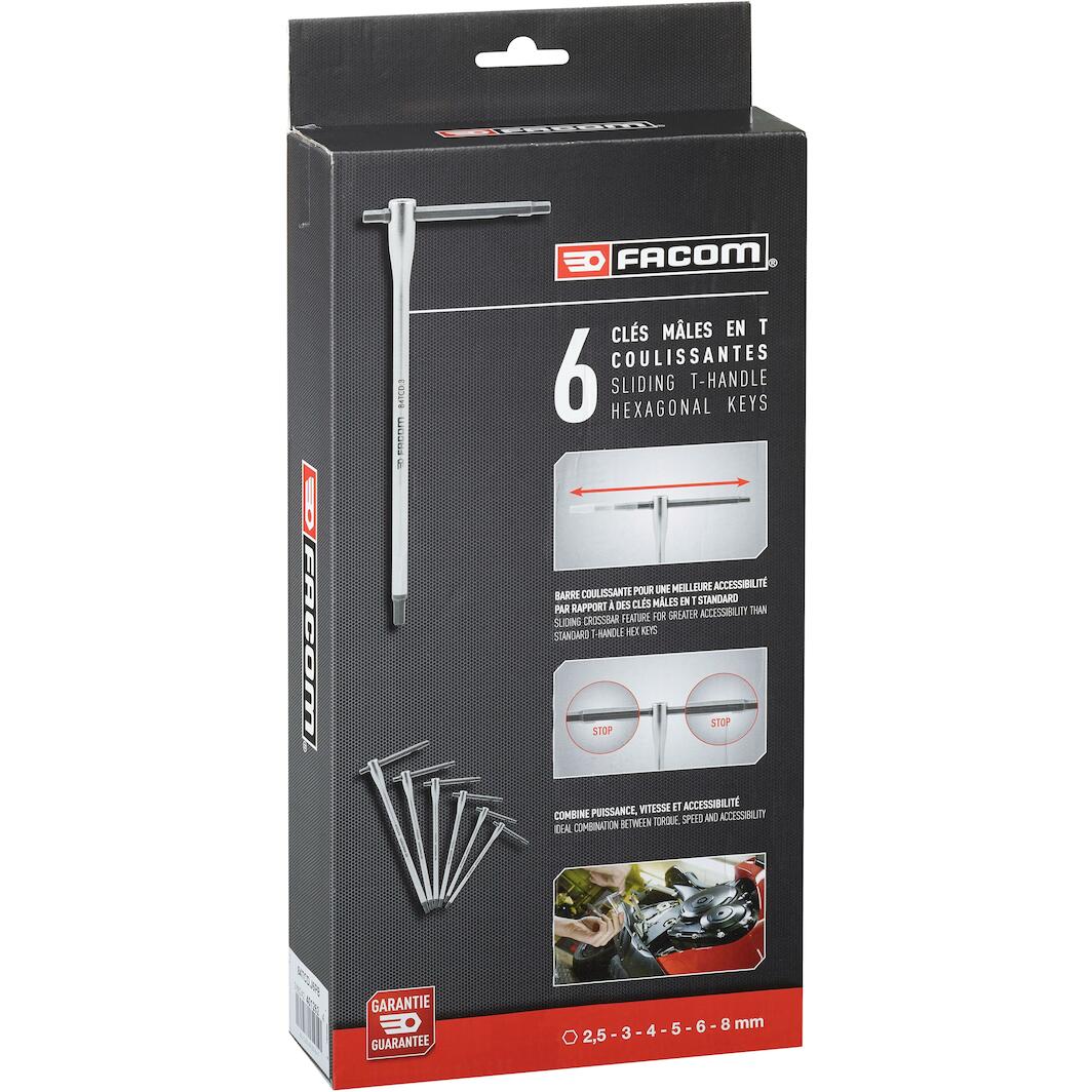 FACOM 84TCD.J6PB T-sleutelset met verschuifbare stang 2,5-8mm 6-delig ...