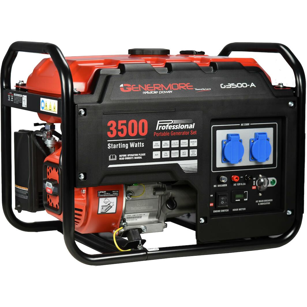 GENERMORE G3500-A petrol generator G-series 3.5kVA with AVR, single ...