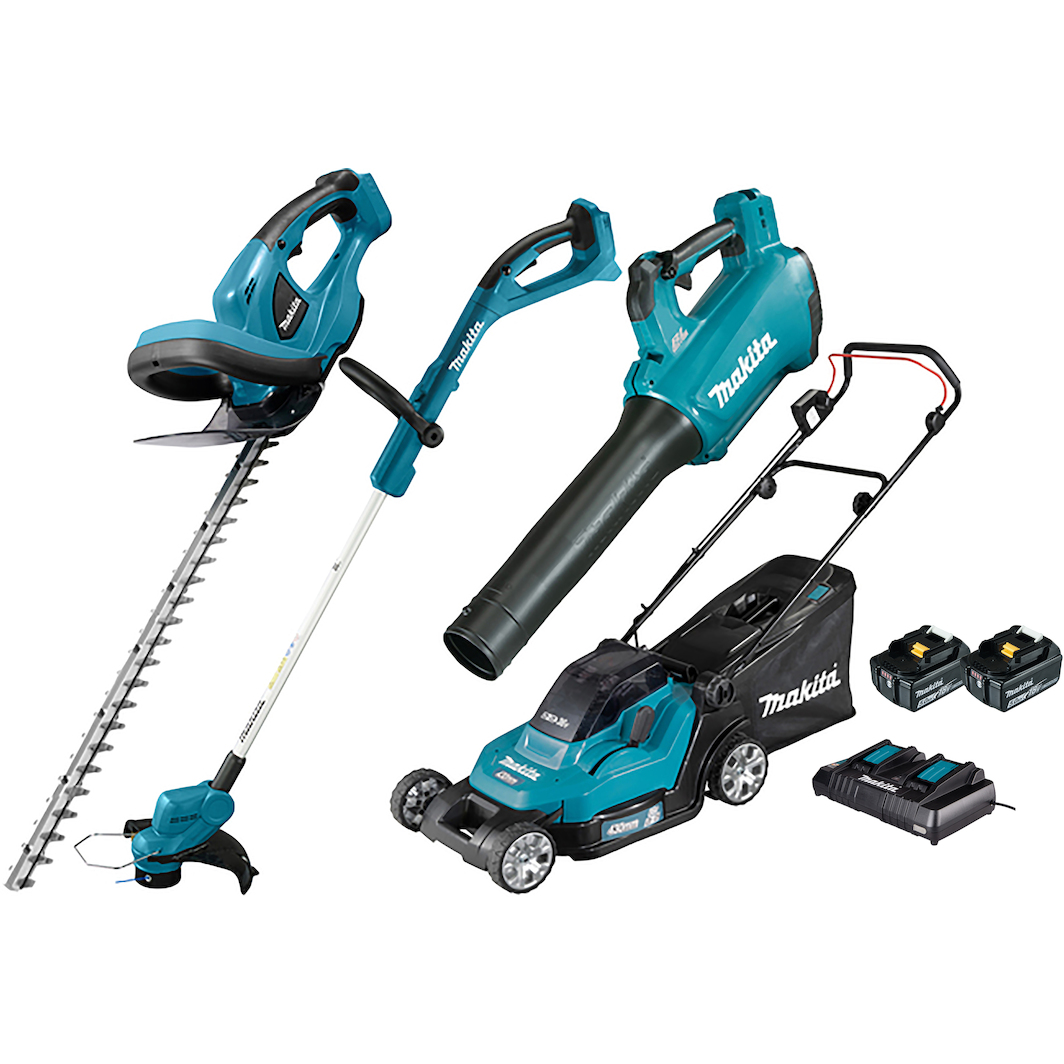 MAKITA DLX4181PT2 18V LXT cordless machine set garden DLM432 + DUB184 ...