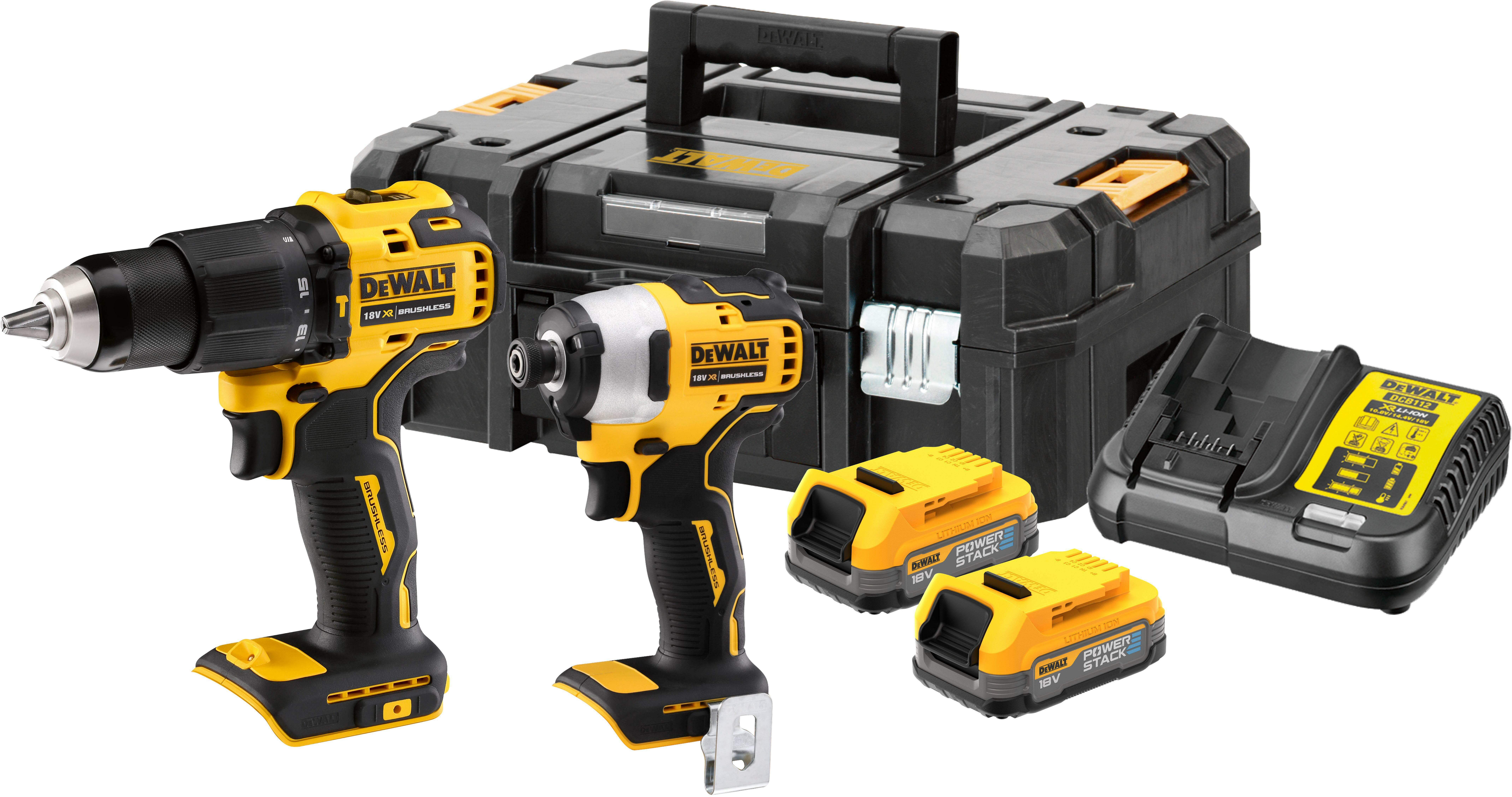 DEWALT DCK2062E2T-QW Kit machine sans fil 18V XR Brushless DCD709 + DCF809 en TSTAK (2x 1.7Ah ...