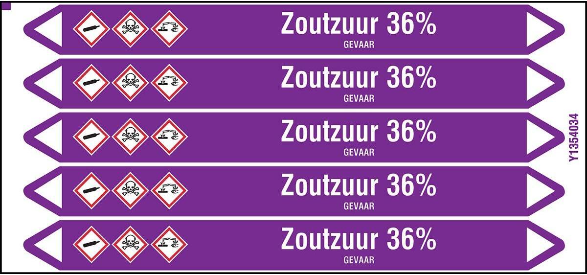 BRADY N006915 leidingmerker voor zoutzuur, met geperforeerde pijlen ...